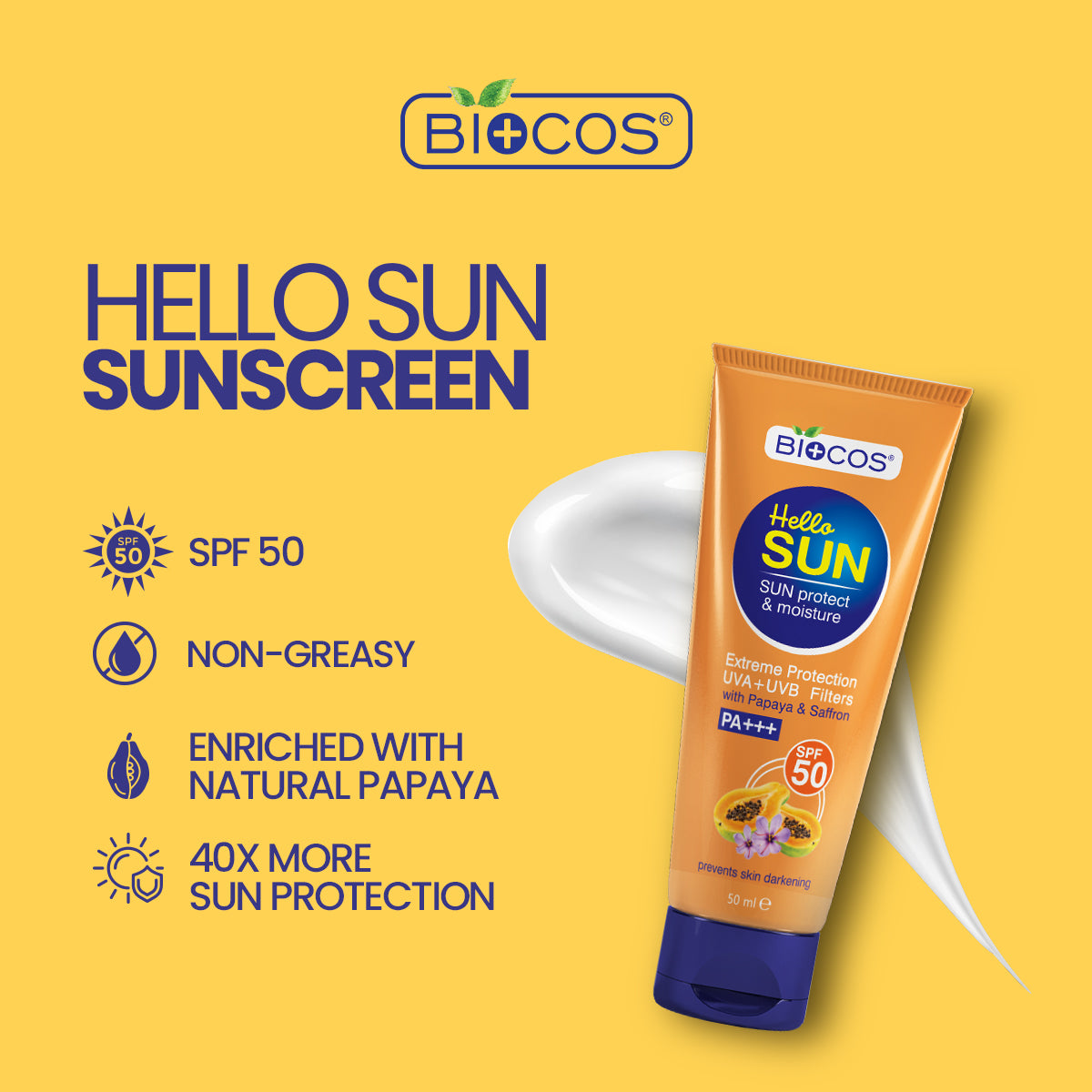 Sun Protection & Moisture Cream SPF 50 | Non-Comedogenic Sunscreen for ...